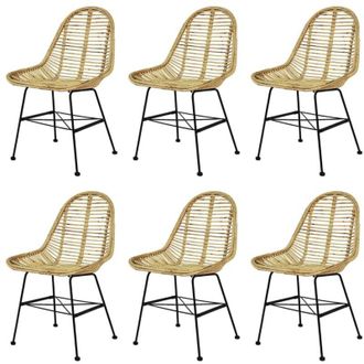 vidaXL vidaXL Chaises &agrave; manger lot de 6 rotin naturel