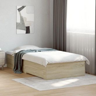 vidaXL Vidaxl - Cadre de lit avec tiroirs en bois ding&eacute;nierie - Dimensions 75x190 cm - Tiroirs de rangement 76,5x31,5 cm - R&eacute;sistant &agrave; lhumidit&eacute;