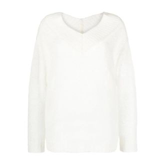 Forte_Forte Eleganter Mohair V-Ausschnitt Pullover - - Knitwear - Damen - Beige - L
