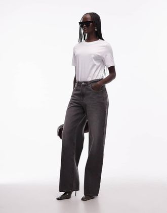 Abrand 95 - Weite Jeans in verwaschenem Grau mit mittelhohem Bund