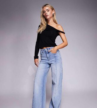 Good American Good Petite - Jean palazzo - Bleu moyen