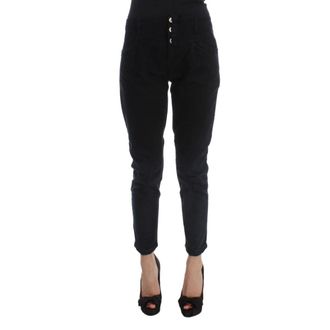 Costume National Kost&uuml;m National Schwarz Baumwolle Slim Fit Cropped Jeans - - Jeans - Damen - Schwarzk - W26