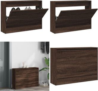 vidaXL Vidaxl - Schuhschrank Braun Eichen-Optik 80x21x57 cm Holzwerkstoff - Schuhschrank - Schrank F&uuml;r Schuhe - Schuhregal - Eiche Optik - Wohnzimmerm&ouml;bel