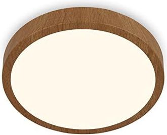 Briloner Leuchten - Deckenlampe LED, Deckenleuchte Holz, warmwei&szlig;es Licht, Aufbaulampe, Aufbauleuchte, Holzoptik, &Oslash;380x50 mm, 3725-014, Holzfarben