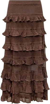 Zimmermann Femme, Jupes, Brun, Taille: 38 FR Lace Frill Midi Skirt