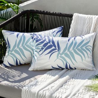 Miulee Outdoor Kissenbezug Wasserdicht Kissen Wasserfest Dekorative Kissenbezüge Blattmuster Sofakissen Zierkissen Dekokissen für Garten Sofa Couch Wohnzimme