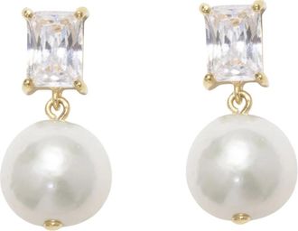 Completedworks Femme, Accessoires, Jaune, Taille: ONE Size Pearl and Zirconia Stud Earrings