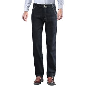 Generic Jean Homme Regular Jeans Pantalon Jean Homme Rembourré et Épaissi avec Coupe Droite pour Un Confort Optimal et Un Style Casual pour Les Mois Froids