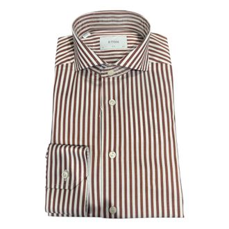 Eton Homme, Chemises, Brun, Taille: 3XL Chemise ray&eacute;e