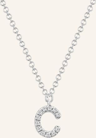 Leaf Initialien Halskette C Aus 14 Karat Weißgold Mit Diamanten silber