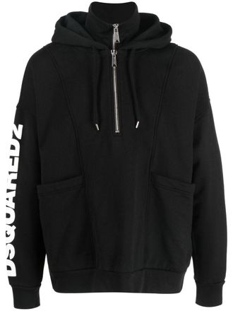 Dsquared2 hoodie zippé à logo imprimé - Noir