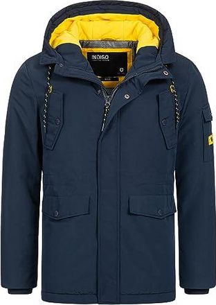 Indicode Hommes Ocala Coat | Manteau homme avec patte de boutonnage invisible Navy M