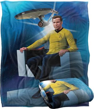 Trevco Star Trek Captains Chair Silky Touch Super Soft Throw Blanket 152 X 127 cm