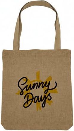 Fabulous Sac Shopping Tote Bag Aspect Lin - Sunny Days Soleil Vacances Typographie Et&eacute; - Sac de Courses Toile Epaisse 360g Beige Naturel Cabas Port&eacute; Epaule Sol
