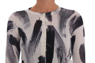 Dolce & Gabbana Womens Paint Stroke Silk Cardigan White