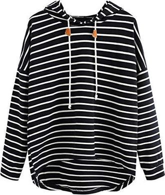 Generic Sweat à capuche pour femme, haut rayé à manches longues, veste à capuche décontractée à manches longues pour femme, hauts de mode, vêtements à capuche