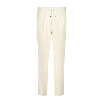 Brunello Cucinelli Cremefarbene Leinen-Baumwoll-Kordelzug-Hose - - Trousers - Herren - Beige - 3XL