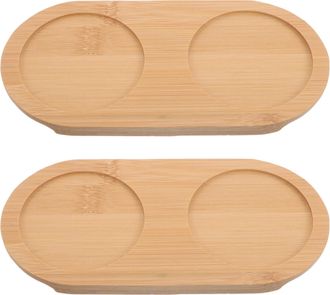 Hemobllo Bambustablett 2 St&uuml;ck mit Integriertem Salz und Pfeffertablett rutschfest und Isolierend Geeignet f&uuml;r Schreibtisch und Esstisch Wiederverwendbar