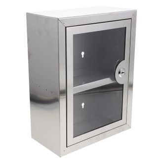 BESPORTBLE Medizinschrank Klein Abschlie&szlig;bar aus Edelstahl mit Transparenter T&uuml;r und 2 Ablagen Wandmontage f&uuml;r Zuhause und B&uuml;ro