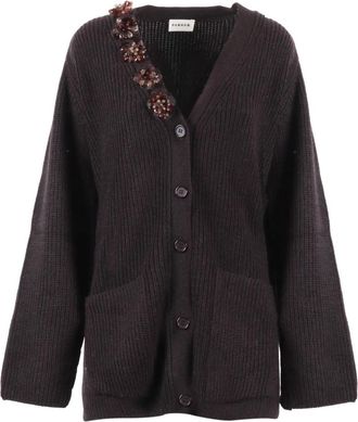 P.A.R.O.S.H. P.a.r.o.s.h., Femme, Pulls, Brun, Taille: 40 FR Cardigan C/Ricamo