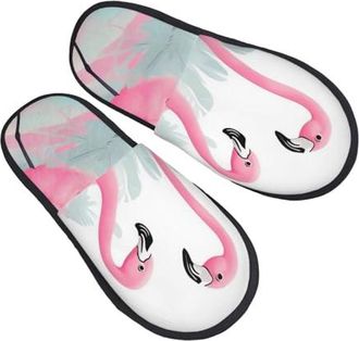 Generic Chaussons Maison JAime Les Flamants Roses Lavables Pantoufles En Coton Légers Slippers Pour Chambre De Camping DIntérieur M