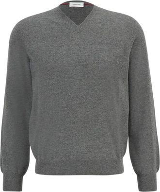 Ferragamo Homme, Pulls, Gris, Taille: S Pull en laine vierge &agrave; col en V