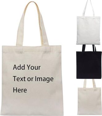 Generic Sac en toile personnalisable, sac cadeau personnalis&eacute; avec texte et logo personnalis&eacute;s sur le devant et larri&egrave;re pour l&eacute;cole, le travail, le shopping,