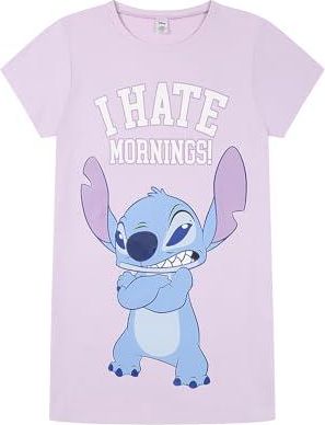 Disney Stitch I Hate Mornings Chemise de nuit en coton pour femme, rose, 40-42