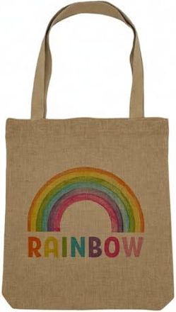 Fabulous Sac Shopping Tote Bag Aspect Lin - Rainbow Style Aquarelle Illustration Arc en Ciel - Sac de Courses Toile Epaisse 360g Beige Naturel Cabas Port&eacute; Epau
