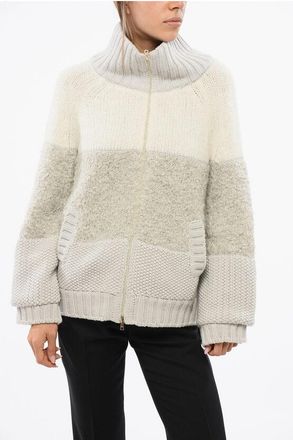 Herno RESORT Zip-up Wool Blend Pullover with Nylon Lining size 46