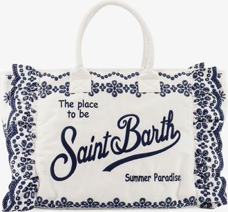 MC2 Saint Barth Vanity Volant canvas handbag with Sangallo embroidery - MC2 SAINT BARTH - gender_Woman