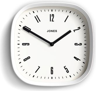 Jones Clocks Marvel wanduhr | Moderne Retro abgerundete quadratische Uhr | 25cm | Weiß | Cooler designerlook für küche, Wohnzimmer oder büro