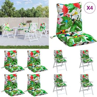 vidaXL Coussins de chaise &agrave; dossier bas lot de 4 multicolore - Coussins De Chaise - Coussins Exterieurs - Coussins D&eacute;coratifs - Tissus Oxford - Rembourrage