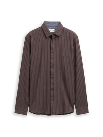 Tom Tailor Herren 1048428 Regular Fit Flanell-Hemd mit Muster, 39357-Brown Navy Fine Stripe, XL