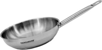 Fackelmann Fackelmann 686932 Bratpfanne 28 cm aus Edelstahl, Kochpfanne, alle Herdarten, Induktion, PFAS-frei, Edelstahl Griff, genieteter Griff, 18/8, Grau, 28 