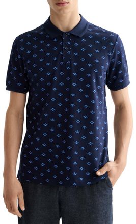 Scotch & Soda Herren All Over Print Shirt Polohemd, Micro Diamond Peacoat AOP, L EU