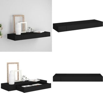 vidaXL Schweberegal mit Schublade Schwarz 80x25x8 cm - Schweberegal - Wandregal - Schwarzes Regal - Regal Mit Schublade - B&uuml;cherregal - Home & Living