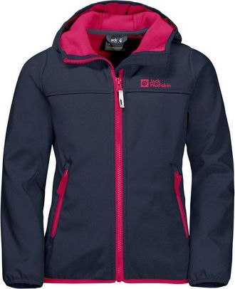 Jack Wolfskin Softshelljacke Fourwinds (wind-& wasserabweisend) nachtblau/pink Kinder