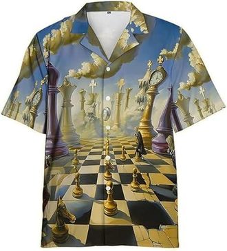 Keephen &Eacute;checs Amateur Hawaiian Chemise Femmes Hommes &Eacute;checs Impression 3D Hawaii Chemise &Eacute;t&eacute; Plage Vacances Joueur d&Eacute;checs &Eacute;quipe Chemise