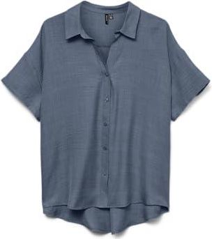 Vero Moda Vmmelaney Queeny SS T-Shirt WVN GA Noos, Bleu Chine, L Femmes