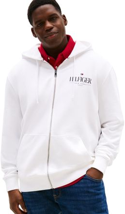 Tommy Hilfiger Herren Hoodie mit Rei&szlig;verschluss Stacked Hooded aus Baumwolle, Wei&szlig; (White), XXL