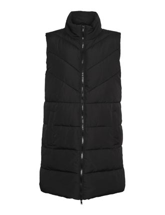 Noisy May Noisy May Damen Winter Weste NMDALCON Lange wattierte Puffer Stepp Jacke mit Zip ohne &Auml;rmel, Farben:Schwarz, Gr&ouml;&szlig;e:XL