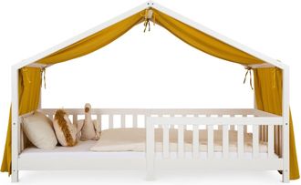 IDIMEX Hausbett Himmel LIAN in senfgelb - Betthimmel aus 100% Baumwolle, Baldachin Musselin zweilagig, Bettvorhang für Hausbetten, Hausbett Deko