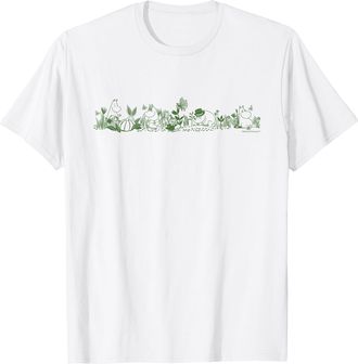 Moomin Moomintroll und Co in der Natur, grüner Druck T-Shirt