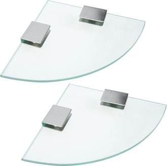 Angoily Wandmontiertes Eckregal aus Gehärtetem Glas Rostfreier Edelstahl Modernes Bad Accessoire zur Platzsparenden Aufbewahrung von Zahnbürsten Rasierern und