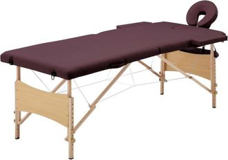 vidaXL Massageliege Klappbar 2-Zonen mit Holzgestell Bordeaux-Lila - Vidaxl