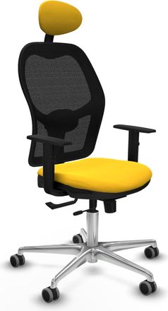 Piqueras y Crespo Stuhl mit R&uuml;ckenlehne aus Netzstoff mit 1D-Armlehnen, h&ouml;henverstellbarer Lendenwirbelst&uuml;tze und festem Kopfteil, ausgestattet mit Syncro/Traslack und 