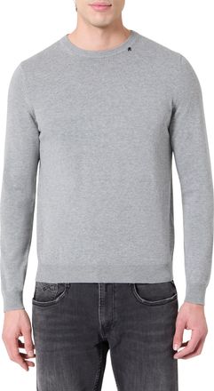 Replay Herren Pullover aus Baumwolle, Grey Med Melange M04 (Grau), XL