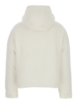 Gucci Womens White Wool Bomber Jacket With Hood Coat