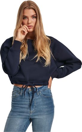 Urban Classics Damen Ladies Oversized Short Raglan Crew Pullover, Blau (Midnight 01641), Medium (Herstellergröße: M)